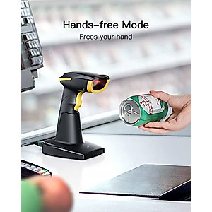 Officelab Barcode Scanner, 1D Wireless 2.4Ghz Smart Base, Screen Scanning, BS01002 Yellow