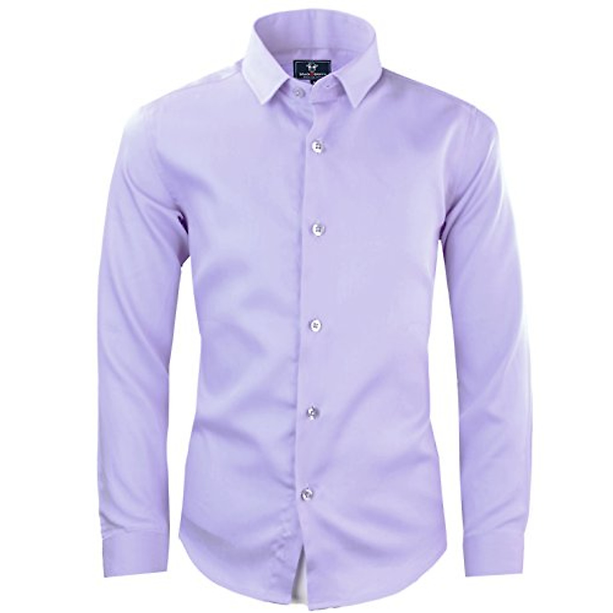 Black n Bianco Boys' Signature Sateen Long Sleeve Dress Shirt (18, Lilac)