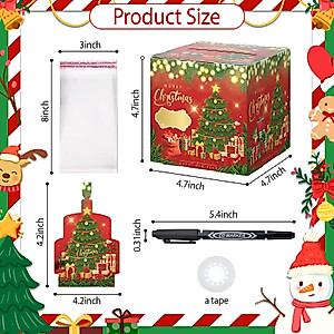 Christmas Money Box for Cash Gift Christmas Money Pull Box with Christmas Tree Card 40Pcs Transparent Bags Merry Christmas Write to Someone's Name A Fun Way to Give Cash to Family and Friends!