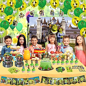 161PCS Birthday Party Supplies - Movie Theme Cupcake Toppers Party Decorations for Kids Fans - Serves 12 Guests with Banner, Tablecloths, Background Cloths, Balloons, Hanging Swirl, Plates, Napkins