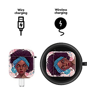 Compatible with AirPods 2/1 Case Cover for Airpods 2nd/1st Generation Charging Case Silicone Protective Accessories Skin with Keychain Black Girl