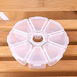 8 Grids Plastic Clear Round Storage Case Box Organizer Container Jewelry Box Sewing Box Pill Organizer Pill Box Case Diamond Storage Box Beads Organizer Case for Jewelry Beads Guitar Picks Clear