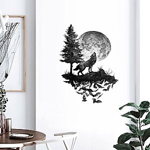 NEWCOMDIGI Wall Decals, Wall Art Stickers, Wall Décor for Bedroom, Living Room, Playroom, Gaming Room, TV Background, Kids Nursery, Apartment, Dorm (Wolf)
