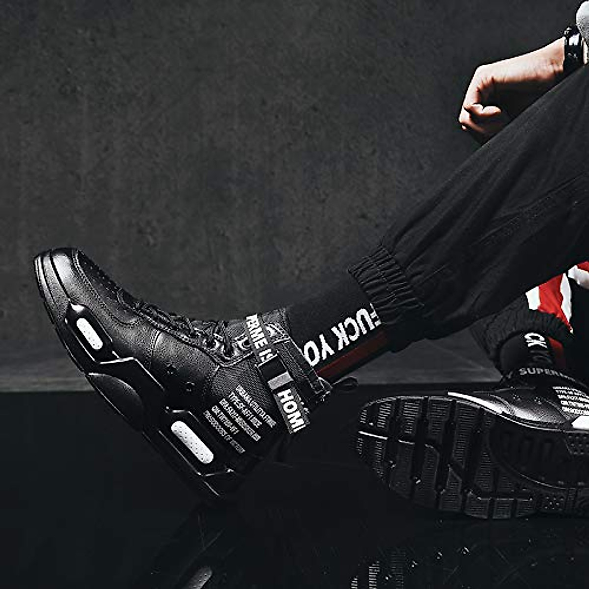 Ahico Mens Fashion Sneakers High Top Walking Shoes Sport Athletic Casual Shoe Vogue Stylish Men Black01, 9.5