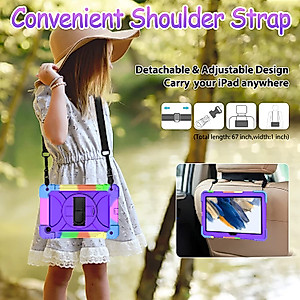 BMOUO Samsung Galaxy Tab A8 Case for 10.5 inch 2022, Shockproof with Swivel Stand and Adjustable Hand Strap, Purple