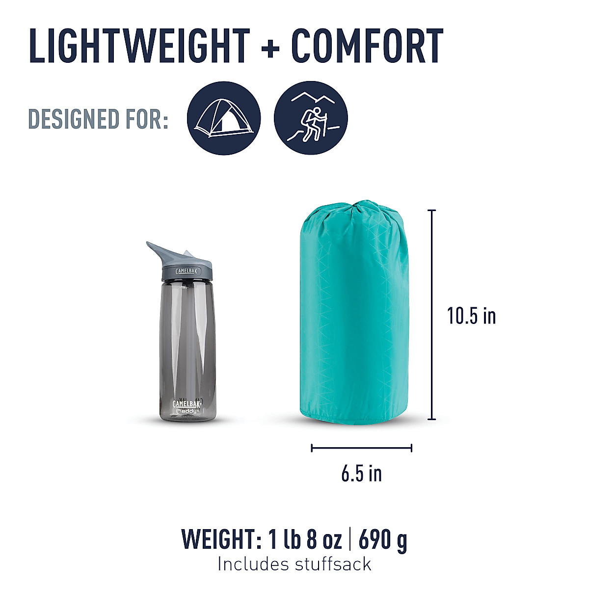 Sea to Summit Comfort Light Self-Inflating Foam Sleeping Pad for Camping and Backpacking, Women's Regular (67 x 21 x 2 inches)