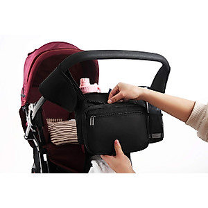 Mybabyly Baby Stroller Organizer with Cup Holders, Extra Storage & Secured Fit, Easy Installation- Universal Stroller Organizer for Smart Moms