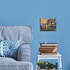 Thomas Kinkade Disney Mickey and Minnie Sweetheart Cove 8" x 10" Gallery Wrapped Canvas Art | Frameless Room Wall Art | Certificate of Authenticity Included