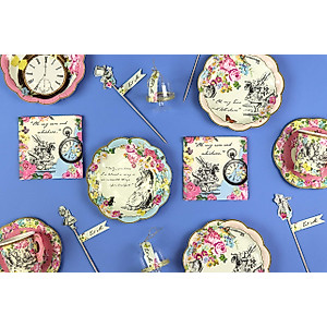 Talking Tables Pack of 24 Alice in Wonderland Themed Disposable Paper Plates | Supplies for Mad Hatter Tea Party, Birthday, Baby Shower, Mother's Day,Pink, 7"