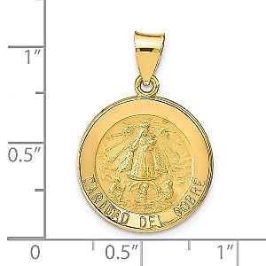 IceCarats 14K Yellow Gold Caridad Del Cobre Medal Necklace Charm Pendant 27mm x 18.3mm Only