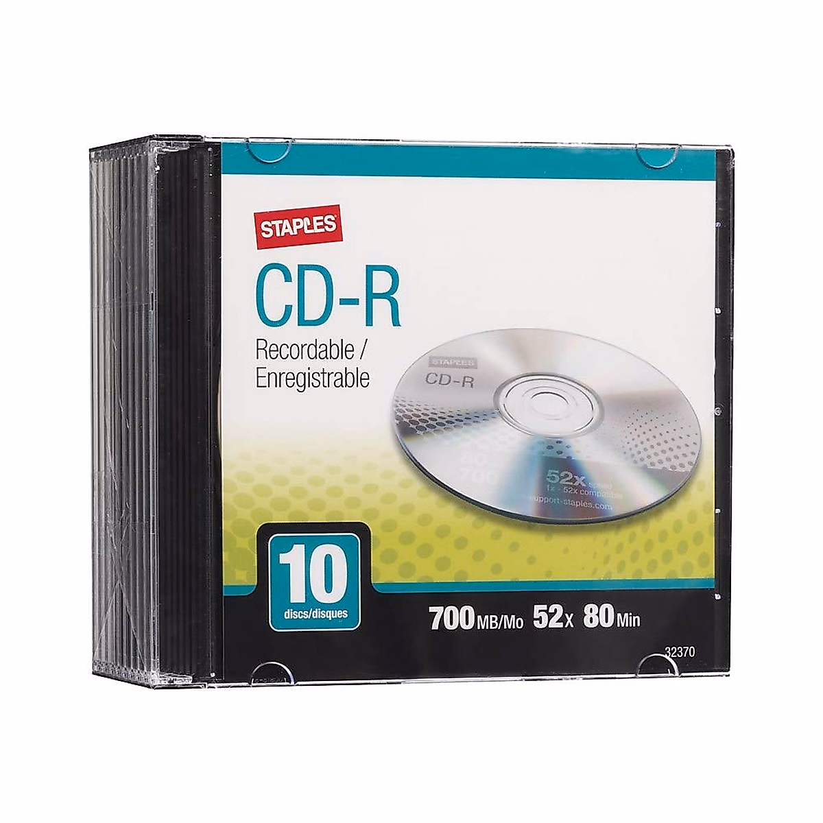 STAPLES 483050 700MB 80MIN 52X CD-R Slim Jewel Case 10/Pack (32370)