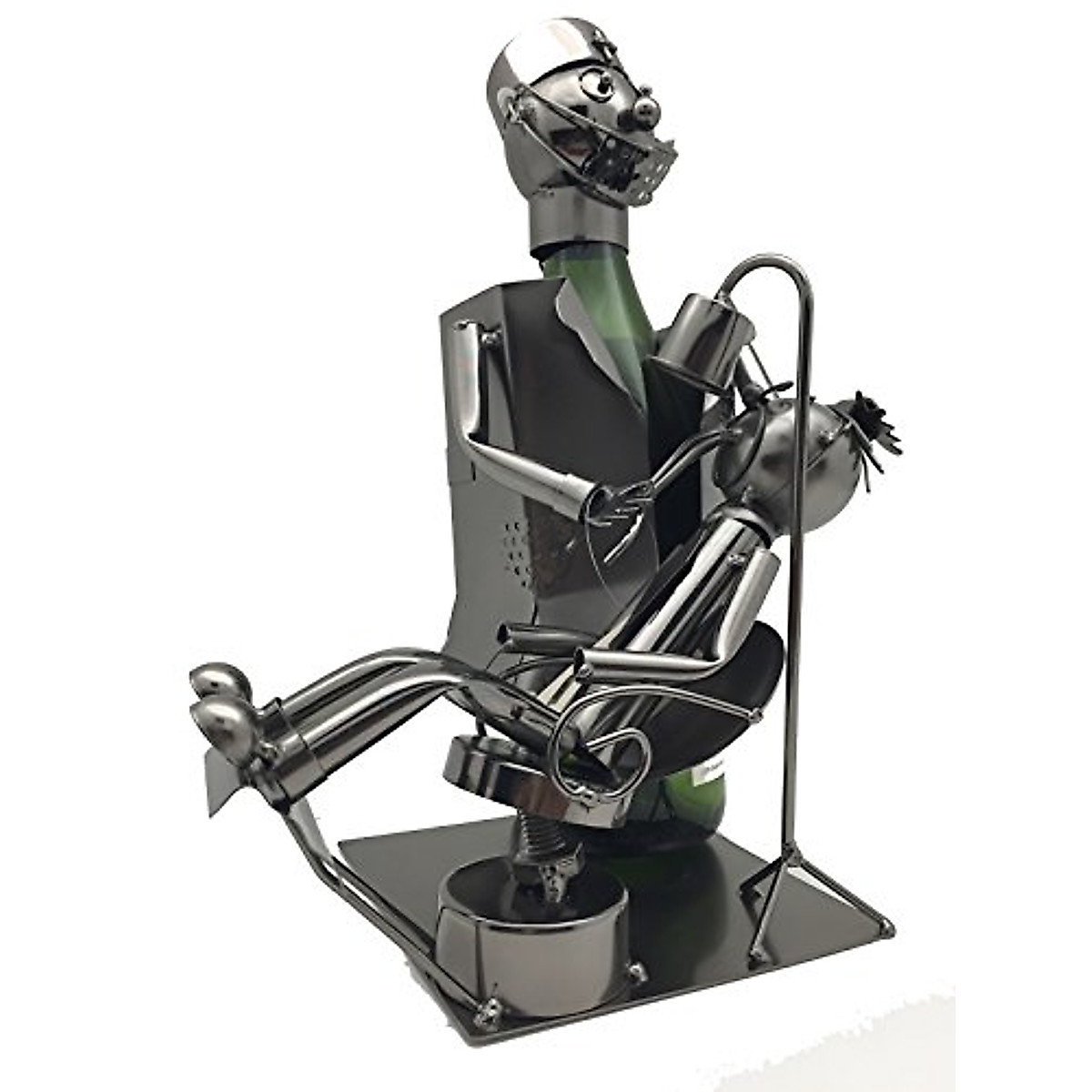 Metal Dentist with Patient Wine Bottle Holder Character