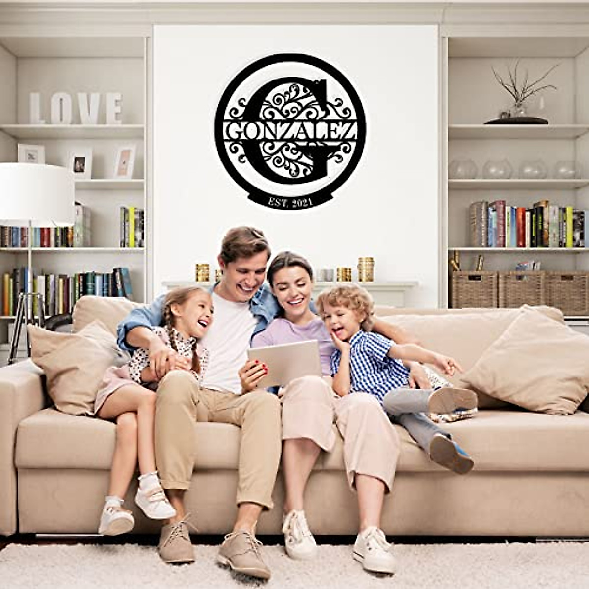 Customized Family Name Sign Personalized Last Name Metal Signs Custom Last Name Sign Metal Wall Art Split Letter Name Sign Door Hanger Monogram Wall Decor Metal Sign Wedding Gift