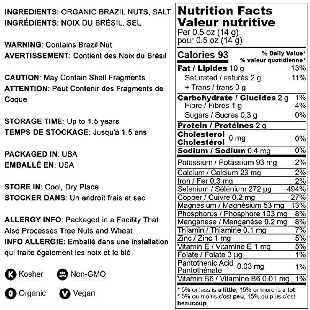 Food to Live Organic Dry Roasted Brazil Nuts with Himalayan Salt, 1 Pound Non-GMO, Oven Roasted, Lightly Salted, No Oil Added, Whole. Vegan, Kosher. High in Protein and Selenium. Keto-Friendly Snack
