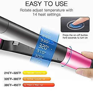MSTECH Hair Straightener and Curler 2 in 1 - Twisted Ceramic Flat Iron for Hair with Salon High Heat 450℉- Hot Tool Curling Iron with Digital Display -Unique Gifts for Women/Mom
