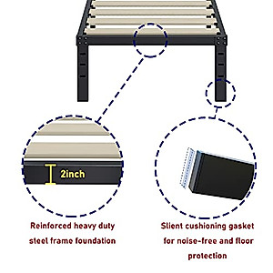 ZIYOO Twin Bed Frame 18 Inches Tall 3 Inches Wide Wood Slats with 2500 Pounds Support, No Box Spring Needed for Foam Mattress, Underbed Storage Space, Easy Assembly, Noise Free