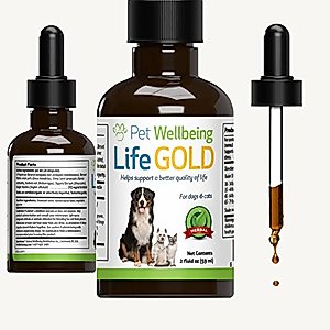 Pet Wellbeing Life Gold for Dogs - Vet-Formulated - Immune Support and Antioxidant Protection - Natural Herbal Supplement 2 oz (59 ml)