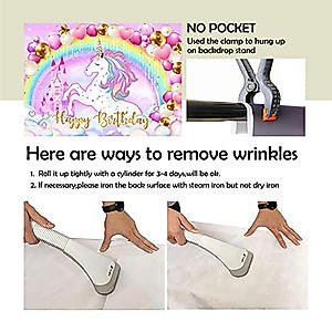 Unicorn Backdrop, Unicorn Photo Backdrops for Girls Birthday Photography 7x5ft, Rainbow Castle Pink Birthday Back Drops Background Banner Decorations for Girls Party Supplies Baby Shower Pictures