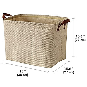 HUATK Woven Jute Storage Baskets - Decorative Storage Bins Foldable Organizing Baskets for Shelves Books Toys