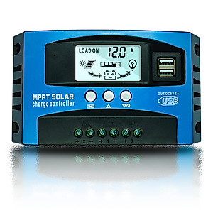 POWLSOJX 60A Solar Charge Controller 12V/24V Auto-Adapting, MPPT Technology, and Multiple Protection Features (60A)