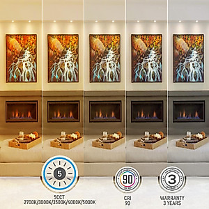 TORCHSTAR 12-Pack 5CCT 3 Inch Gimbal LED Recessed Light, 7W CRI90+ Dimmable Adjustable Eyeball Canless LED Downlight, 2700K/3000K/3500K/4000K/5000K Selectable, Airtight IC, ETL