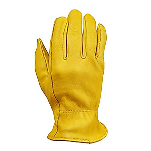 Saranac Hunter Premium Deerskin Gloves, Gold, X-Large - Unlined Full Grain Leather Work Gloves with Ergonomic Design, Reinforced Index Finger - Soft Leather Gloves - Premium Men’s Leather Goods