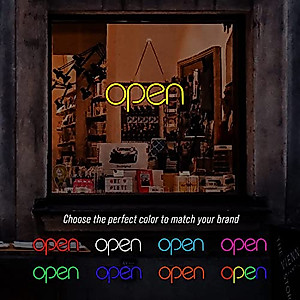 Flashing LED Neon Open Sign Light for Business with ON & Off Switch - Lightweight & Energy Efficient for Restaurants Offices Retail Shops Window Storefronts - Yellow
