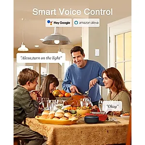 GHome Smart Switch, Smart Wi-Fi Light Switch Works with Alexa and Google Home 2.4Ghz, Single-Pole, Neutral Wire Required, UL Certified, Voice Control, No Hub Required (4 Pack)