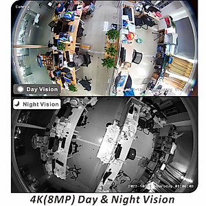 Vonnision 4K POE IP Fisheye Camera, 1.7mm Lens, 49ft Infrared, WDR, Metal housing, IP66 Water-Proof Indoor&Outdoor Panoramic Security Camera(Compatible with Hikvision/Dahua NVRs)
