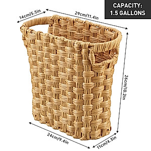 Wicker Waste Basket, Wicker Trash Can with Built-in Handles, Multifunctional Mini Wicker Basket for Home and Office, Compact Design and Durable Construction with Fine Artisanal Craftsmanship