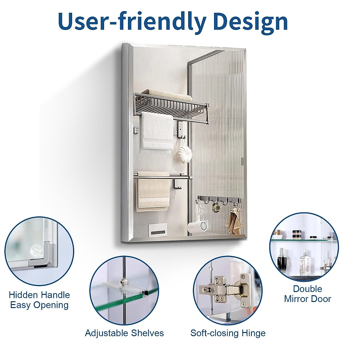 15x26 Inch Medicine Cabinet with Mirror Bathroom Adjustable Shelf Wall Mounted Or Successed White Modern Contemporary Metal Finish Includes Hardware Included