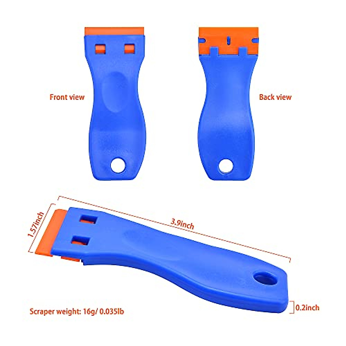 Plastic Razor Blades Scraper, 2pack Scrapers Tool with 20pcs Plastic Double Edged Blades for Sticker, Gasket, Labels, Decals & Paint on Windows Glass Wall Car Kitchen Stove