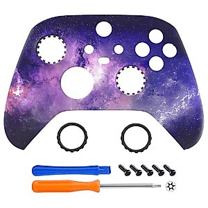 eXtremeRate ASR Version Custom Shell for Xbox Core Wireless Controller - Anti Sticks Rubbing Rings - Replacement Accessories Front Cover Faceplate for Xbox Series X & S Controller - Nebula Galaxy