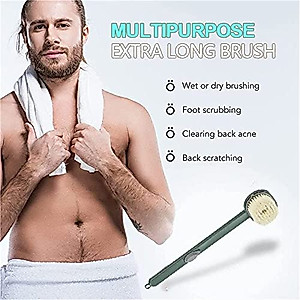 VEFSU Long Handle Liquid Bath Brush Multifunctional Detachable Back Body Bath Shower Sponge Scrubber Brushes with Handle Massager Exfoliating Body Brush for Hair (Green, One Size)