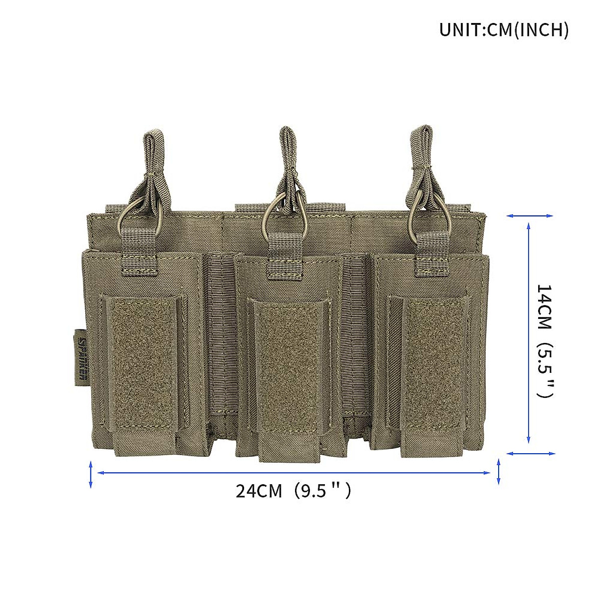 EXCELLENT ELITE SPANKER Open-Top Single/Double/Triple Molle Mag Pouch for M4 M14 M16 AK AR Elastic Rifle Magazines for Pistol Mag Pouch(Ranger Green)