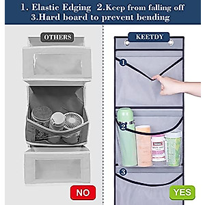 KEETDY Hanging Shelves Over the Door Organizer Storage for Closet with 5 Pockets Organizer for Bedroom Bathroom, 2 Pack（Grey）
