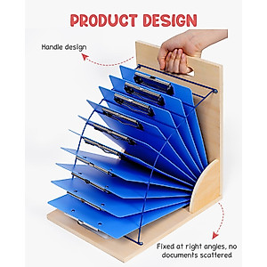 Gamenote Clipboard Holder - Wood and Metal Clipboard Stand Clipboards Storage Rack Small White Board Organizer for Classroom Office (Assembly Required)