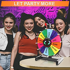 Voilamart 12" Tabletop Spinning Prize Wheel 12 Slots with Durable Plastic Base, Dry Erase, 2 Pointer, for Fortune Spin Game in Party Pub Trade Show Carnival