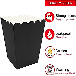 24 Pcs Popcorn Boxes Mini Paper Popcorn Box Cardboard Popcorn Container for Party, Black