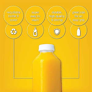 Disposable Juice Container with Caps, 12 Oz Reusable, Clear & Empty Smoothie Bottle For Grab & Go Drink & Juicing Journey, 12 Pack BPA-Free Plastic Water Bottles, Handy, Leak-Proof Beverage Containers