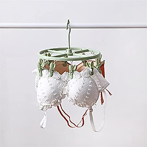 N/A Rotatable Multifunctional Round with 12 Clips Plastic Foldable Clips Indoor Socks Drying Rack ( Color : Apricot , Size : 24.5X20.7cm )