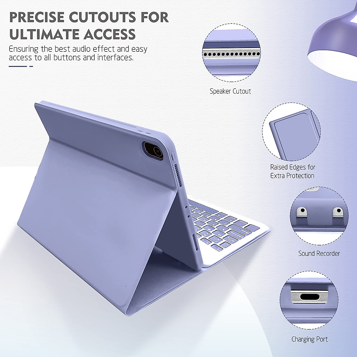 ABEIFAN Keyboard Case for iPad 10.5 iPad Air 3 10.5 2019 3rd Gen iPad Pro 10.5 2017 - Wireless Detachable Keyboard with Pencil Holder Purple Purple 10.5 iPad Air 3/ Pro 10.5 Grey-Purple