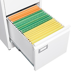 AFAIF 4 Drawer File Cabinet with Lock, Office File Cabinets for Home Office,18" Deep Metal Narrow Vertical Filing Cabinet, White File Cabinet Office Storage Cabinet Organizer fits Letter/Legal Size