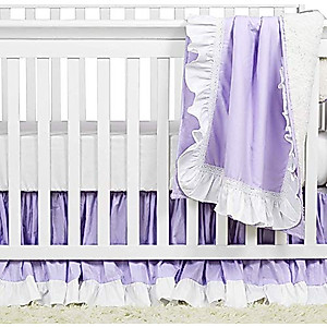 Brandream Baby Girl Blanket Purple Receiving Blanket Princess Cotton Ruffle Baby/Newborn/Toddler Elegant Solid Blanket for Nursery Bedding, 100% Cotton