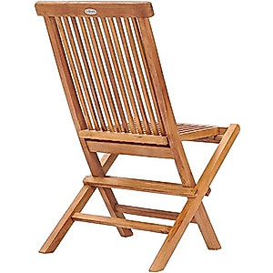 Teak Wood California Folding Outdoor Patio Dining Side Chair (Set of 2), Made from Solid A-Grade Teak Wood