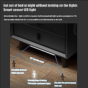 WLYMQFC Nightstand with Wireless Charging Station and 2 USB Port, Bedroom Side Table with Speakers, LED Light and Fingerprint Lock,Smart Nightstand 2/3 Drawer, Bedside Cabinet,smart table,Coffee Table