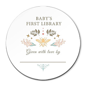 Port of Reverie Bookplate Self-Adhesive Stickers, Set of 48 From the Library of Stickers, Bee Themed Baby Shower