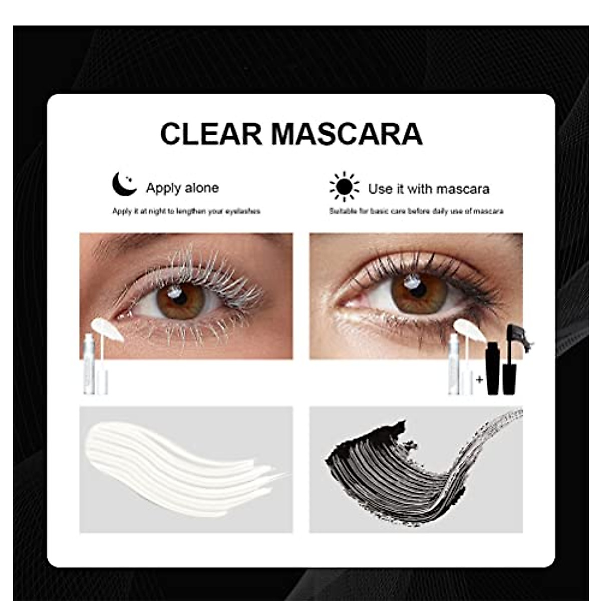 WALULAN Eyelash Lash Primer Waterproof and Sweatproof Natural Lash Defining Mascara White Volume and Length Clear Primer Mascara