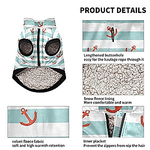 Kigai Red Anchor Dog Coat Fleece Warm Windproof Pet Clothes for Snow Cold Weather, Soft Cozy Breathable Dog Winter Jacket for Small Medium Large Dogs with Leash Hole Pet Coat(XXS - XL)