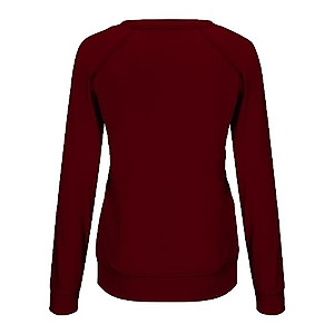 Womens Summer Clothes 2023 2024 Sudaderas para Mujer con Estampado girasoles Jersey Manga Larga Camisa Cuello Redondo ropa de otoño Primavera H2-Wine Small